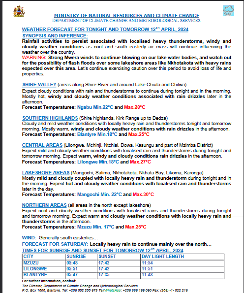 Weather Forecast 11 April 2024
