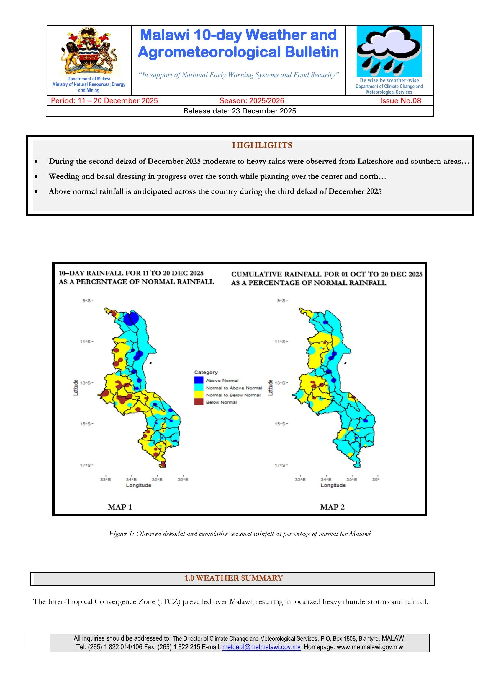 Dekadal Agromet 11-20 December 2025