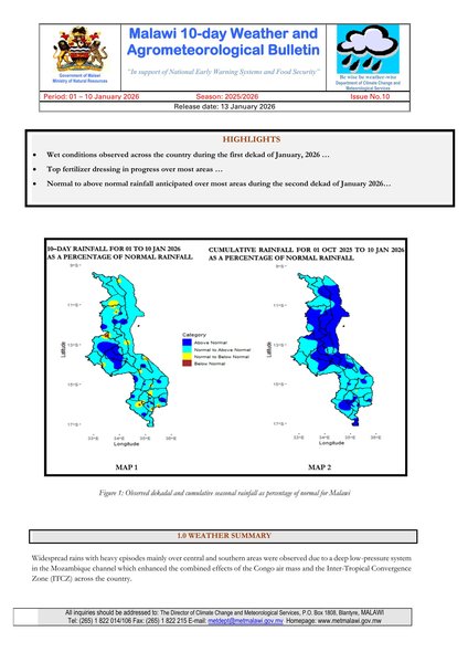 Dekadal Agromet 1-10 January 2026