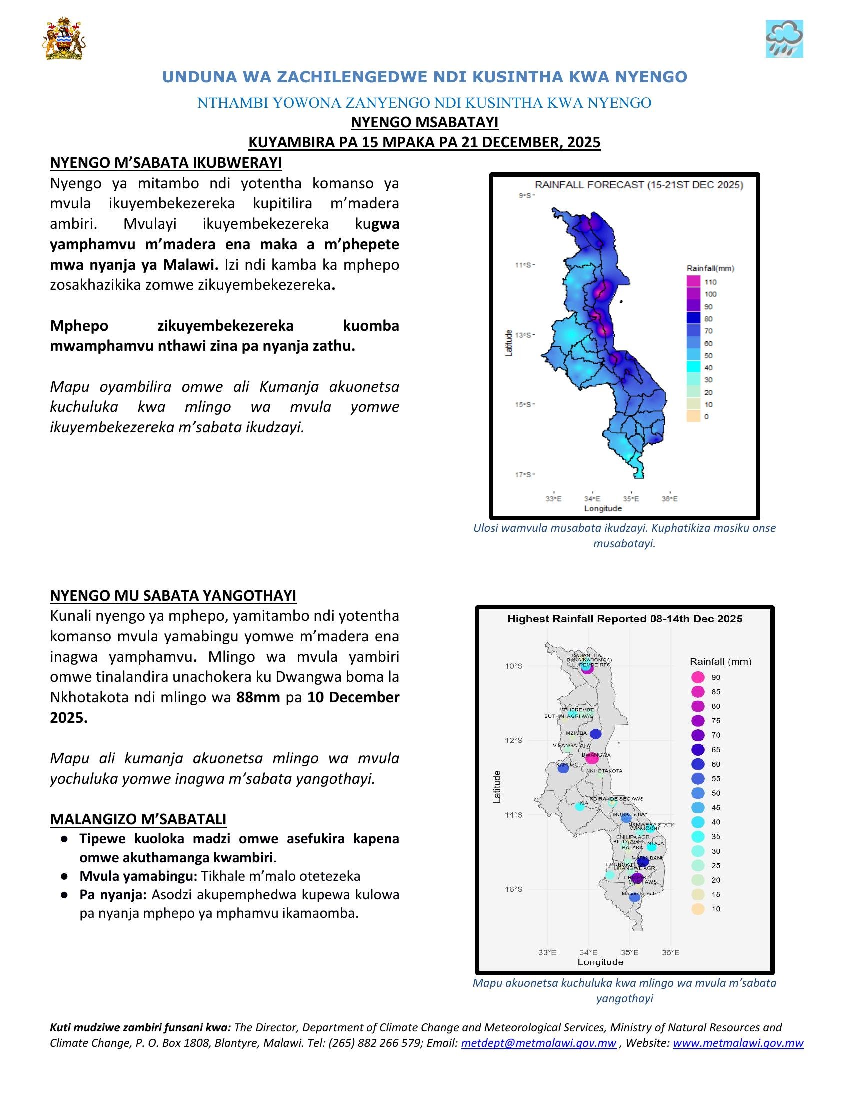 Nyengo msabata ikubwerayi 8-14 Dec 2025