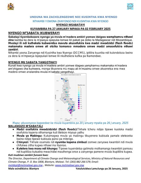 Nyengo msabata ikubwerayi 27 Jan- 2 Feb 2025