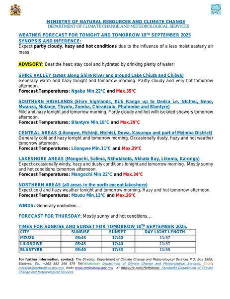 Weather Forecast 10 September 2025