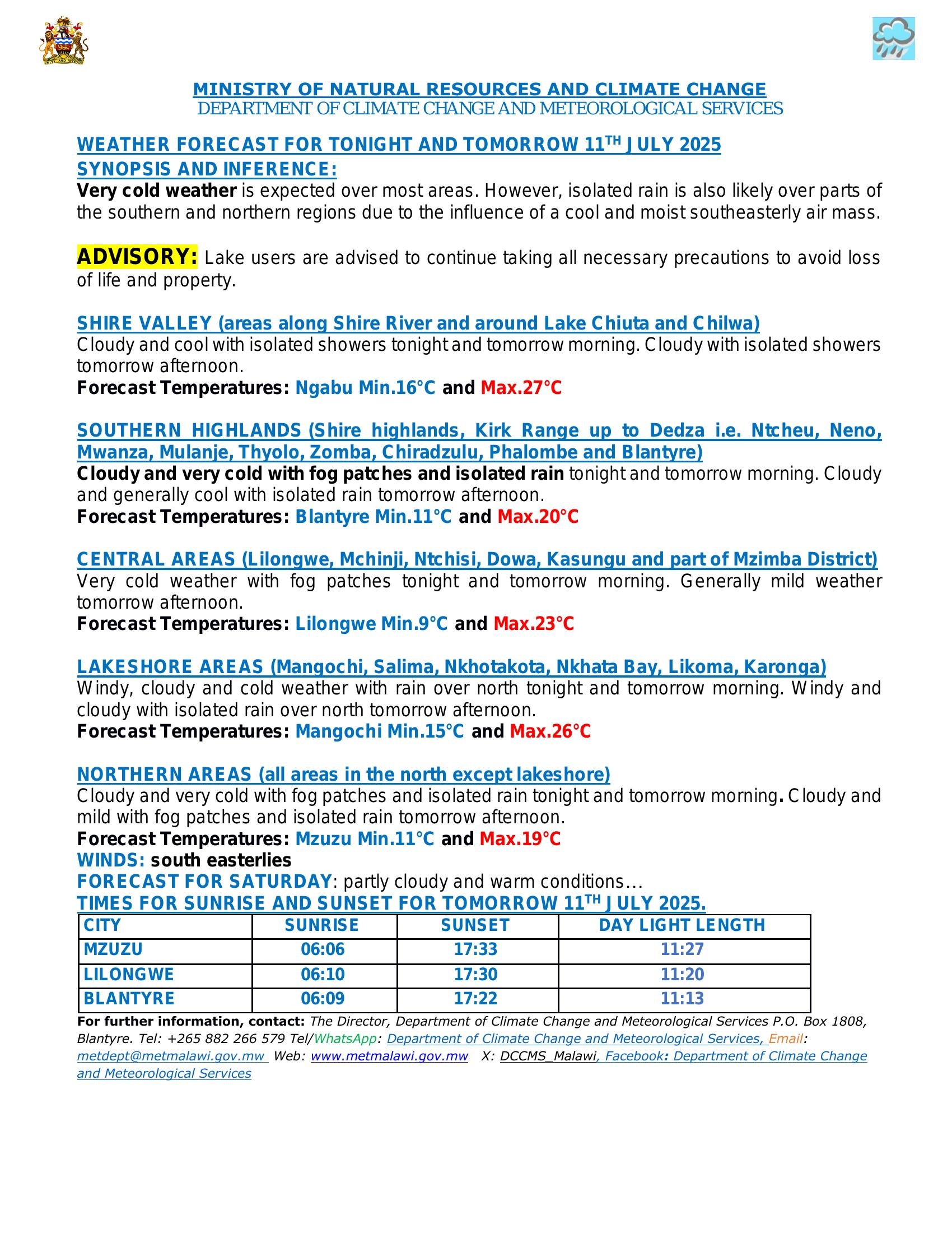 Weather Forecast 11 July 2025