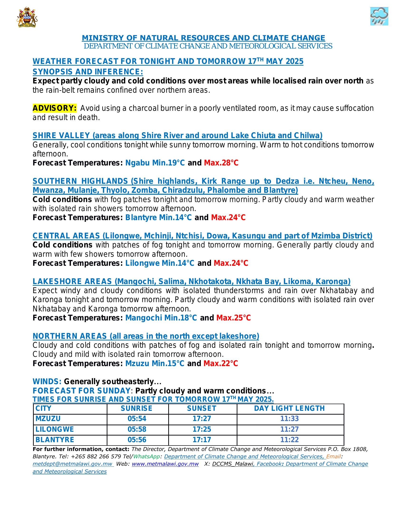 Weather Forecast 17 May 2025