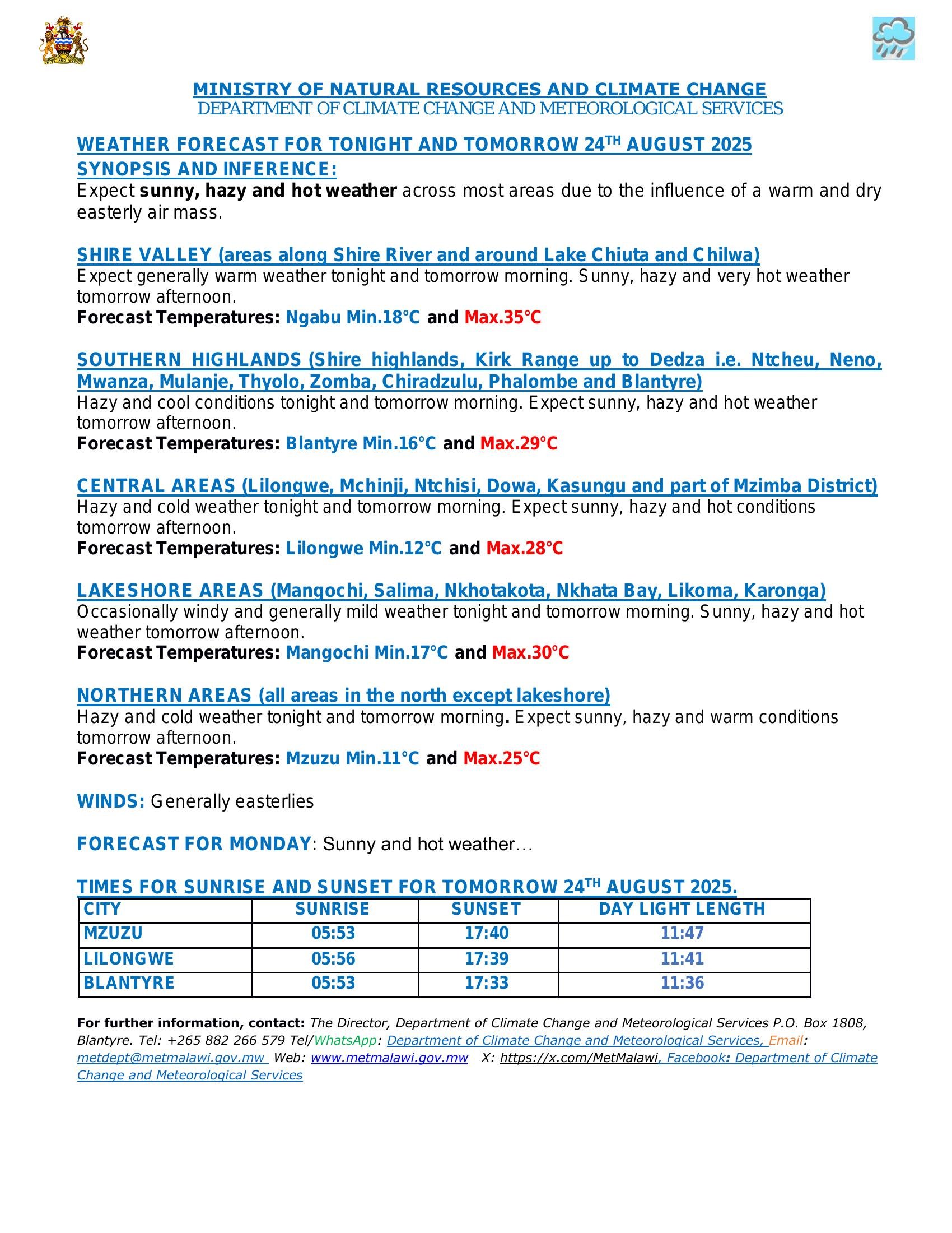 Weather Forecast 24 August 2025