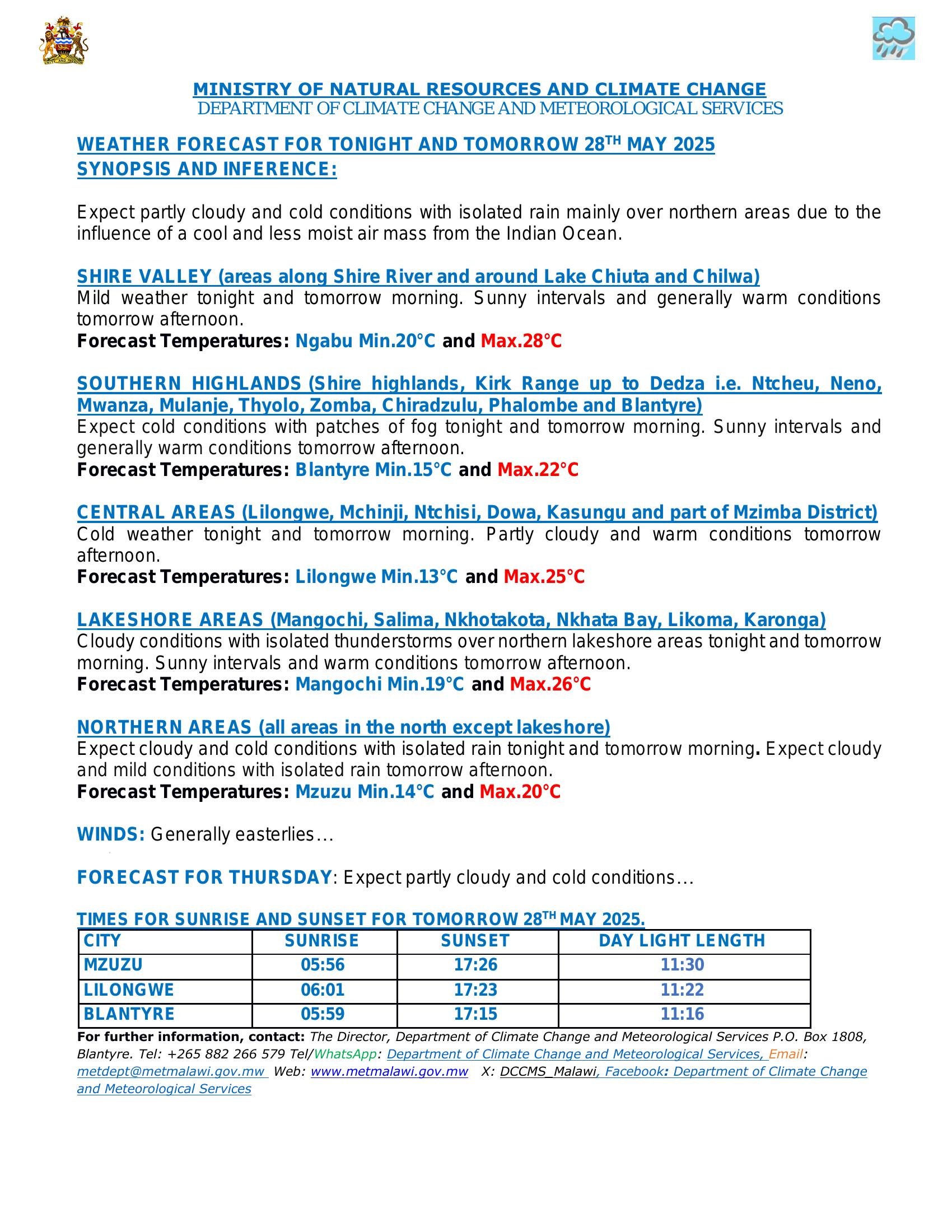 Weather Forecast 28 May 2025
