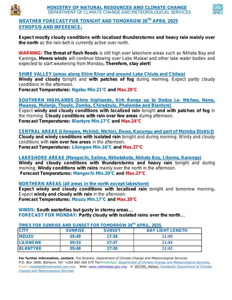 Weather Forecast 20 April 2025