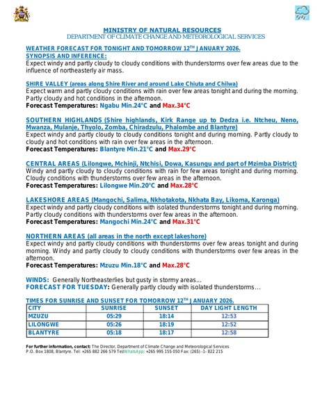 Weather Forecast 12th January 2026