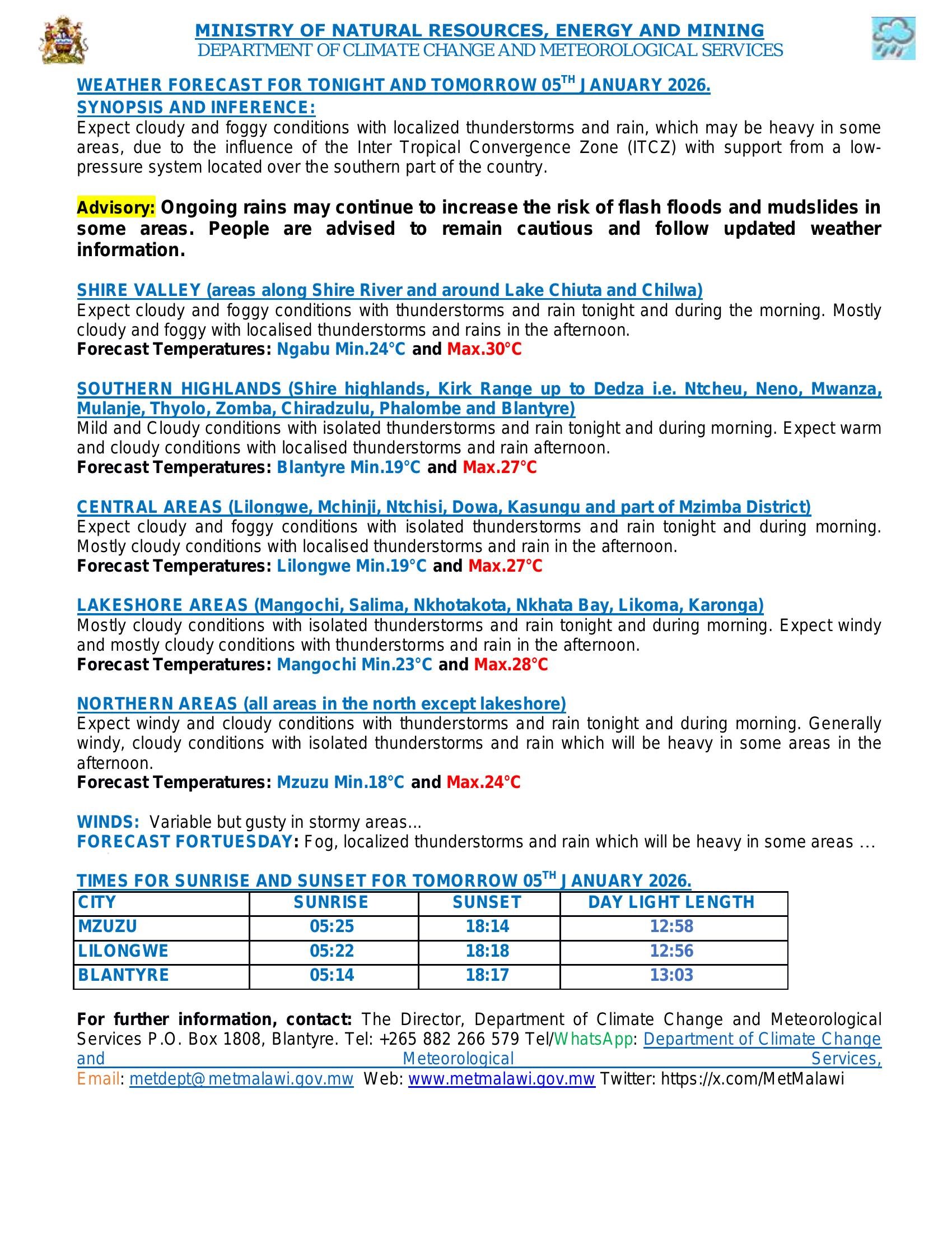 Weather Forecast 4th January 2026