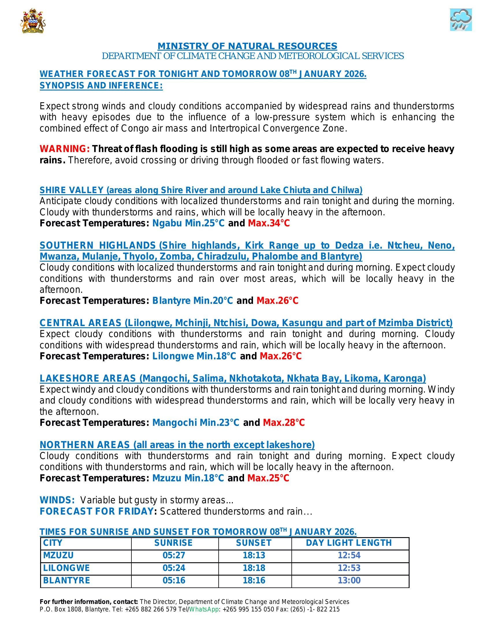 Weather Forecast 08th January 2026