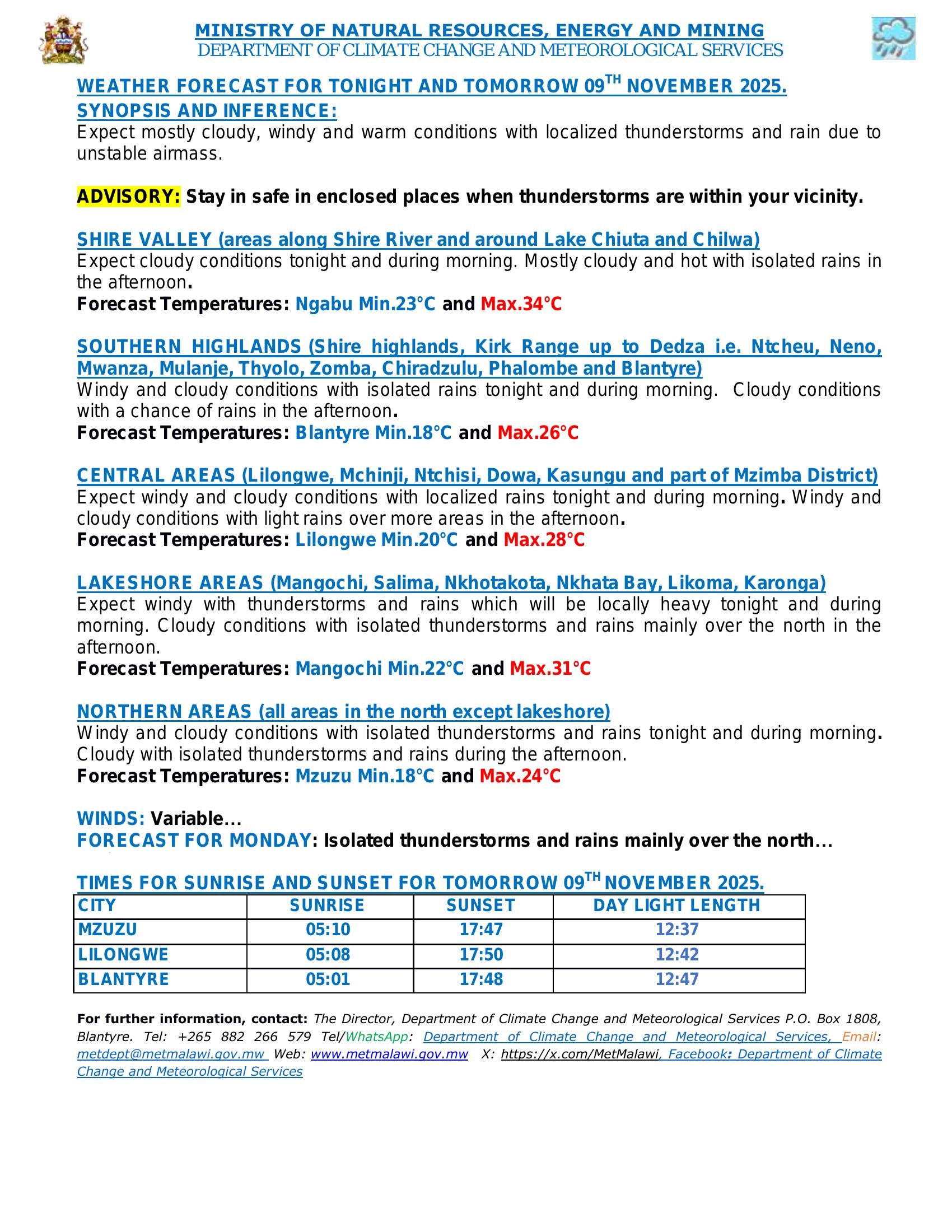 Weather Forecast 09th November 2025