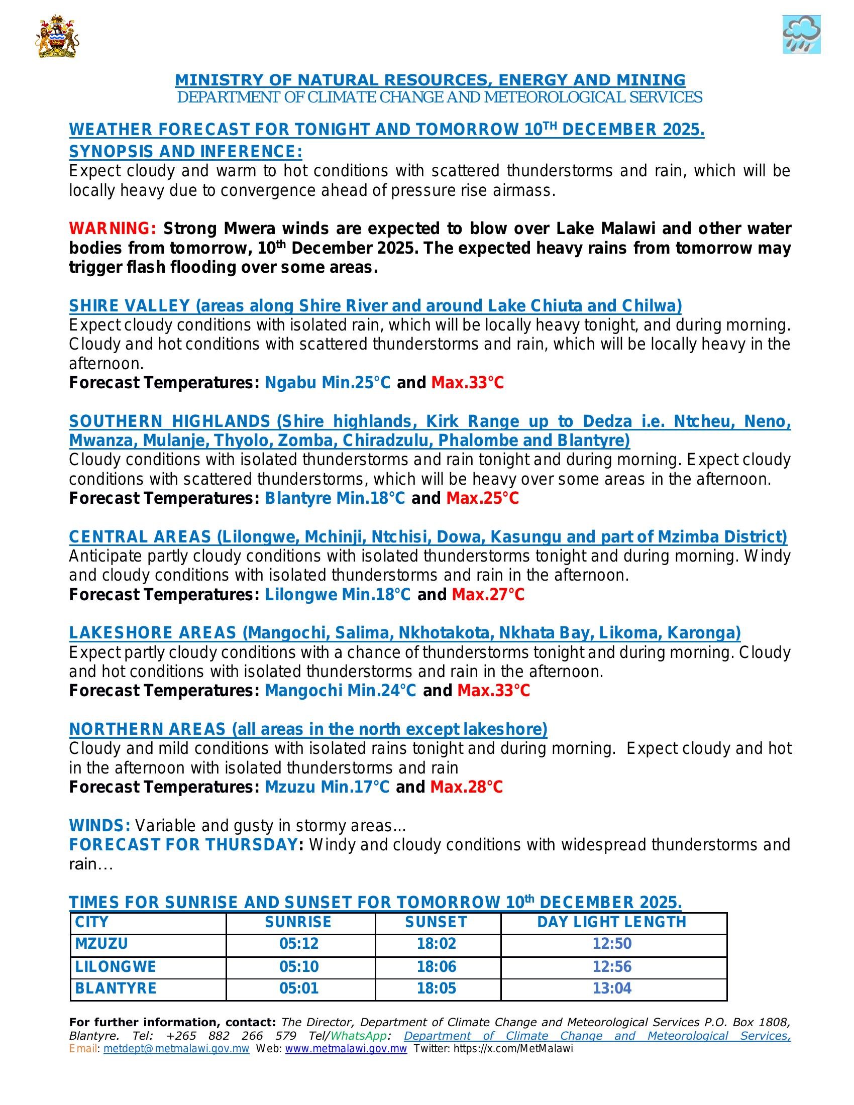 Weather Forecast 10th December 2025