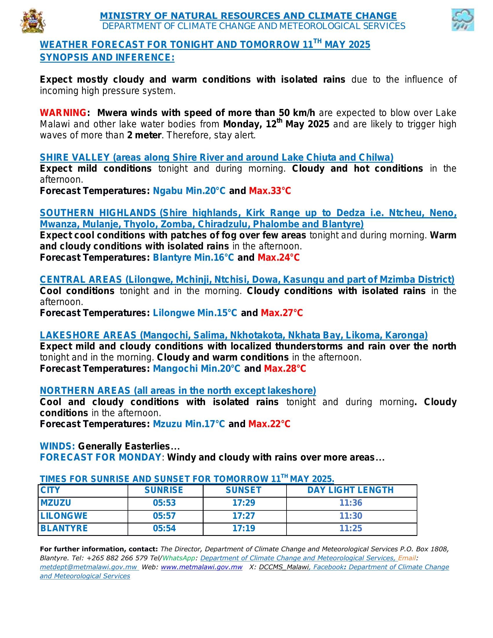 Weather Forecast 11 May 2025