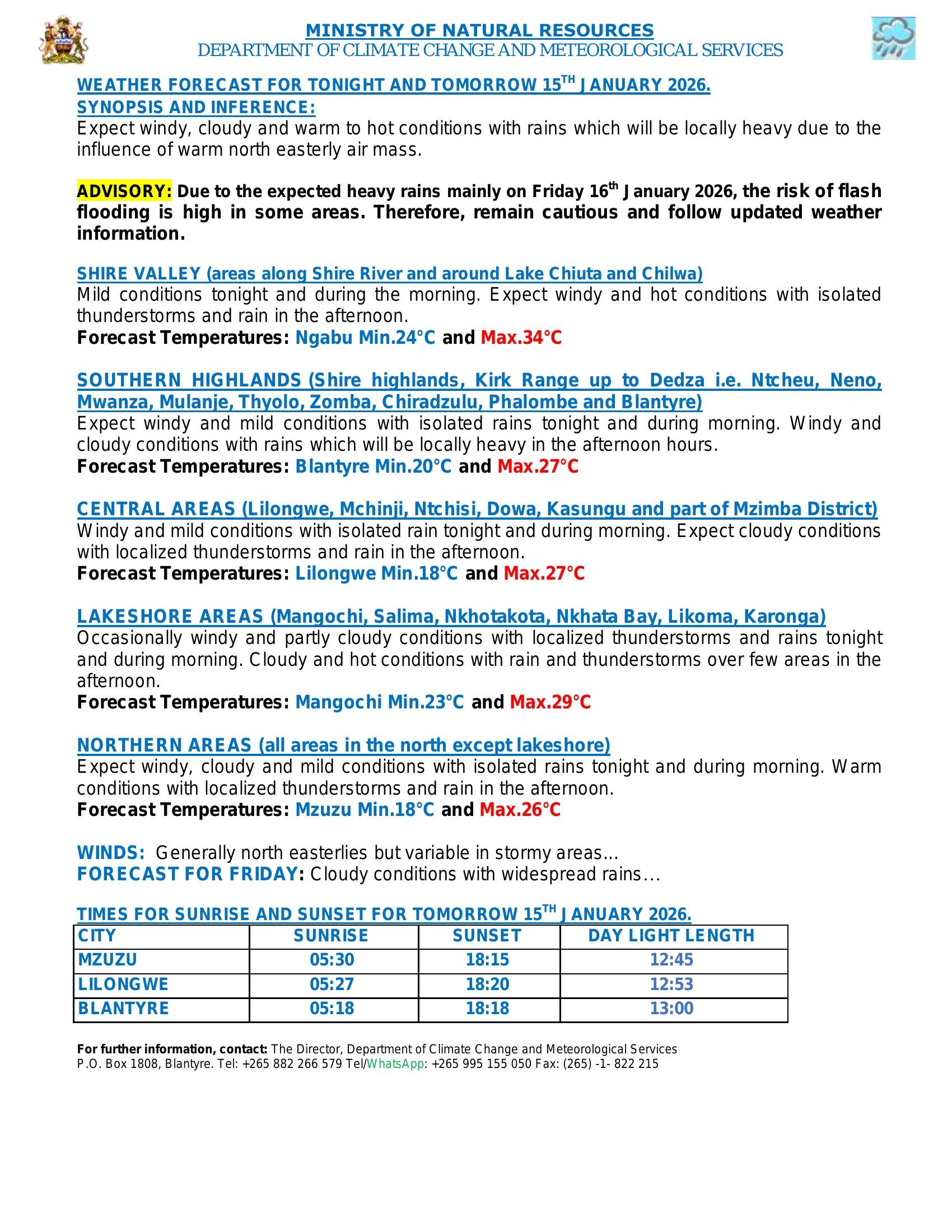 Weather Forecast 14th January 2026