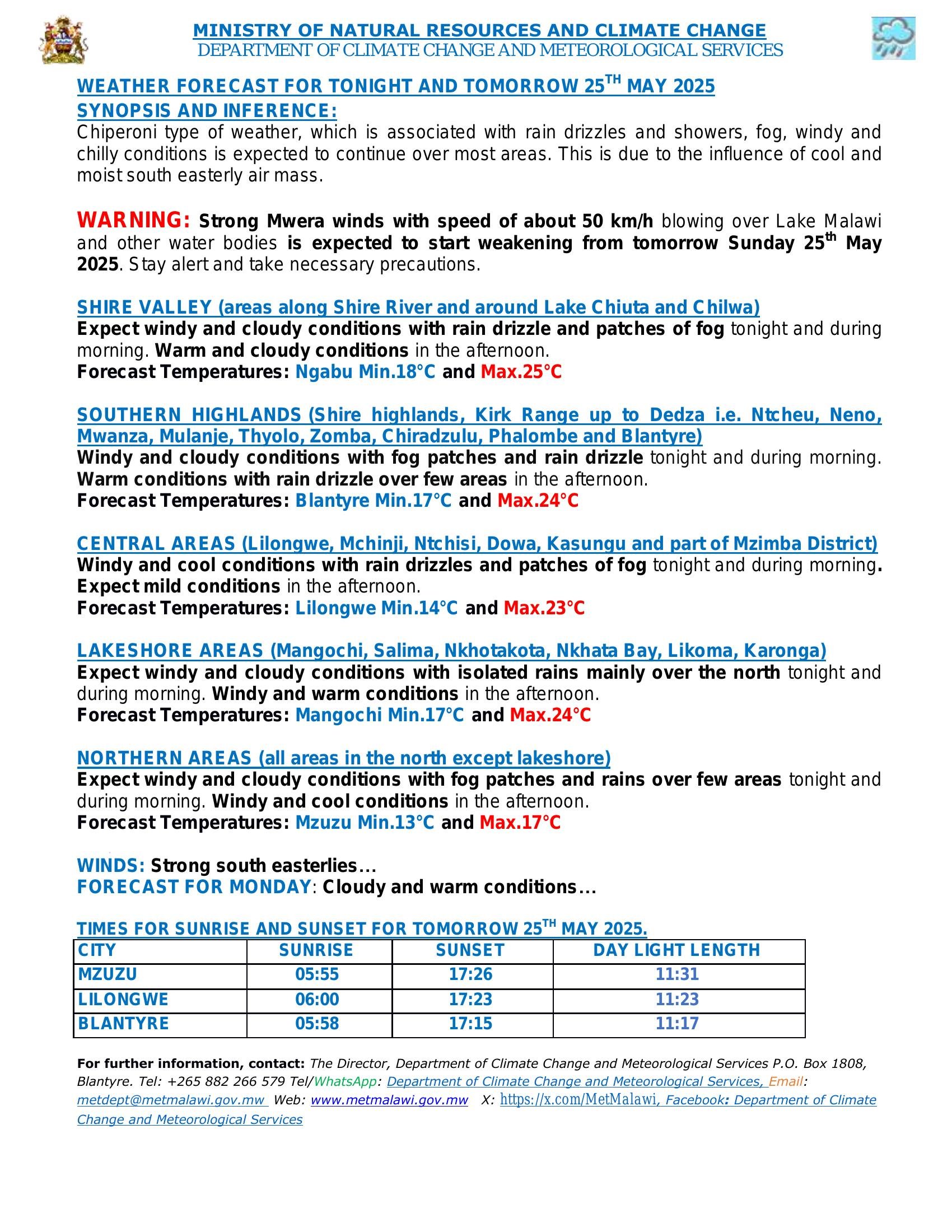 Weather Forecast 25 May 2025