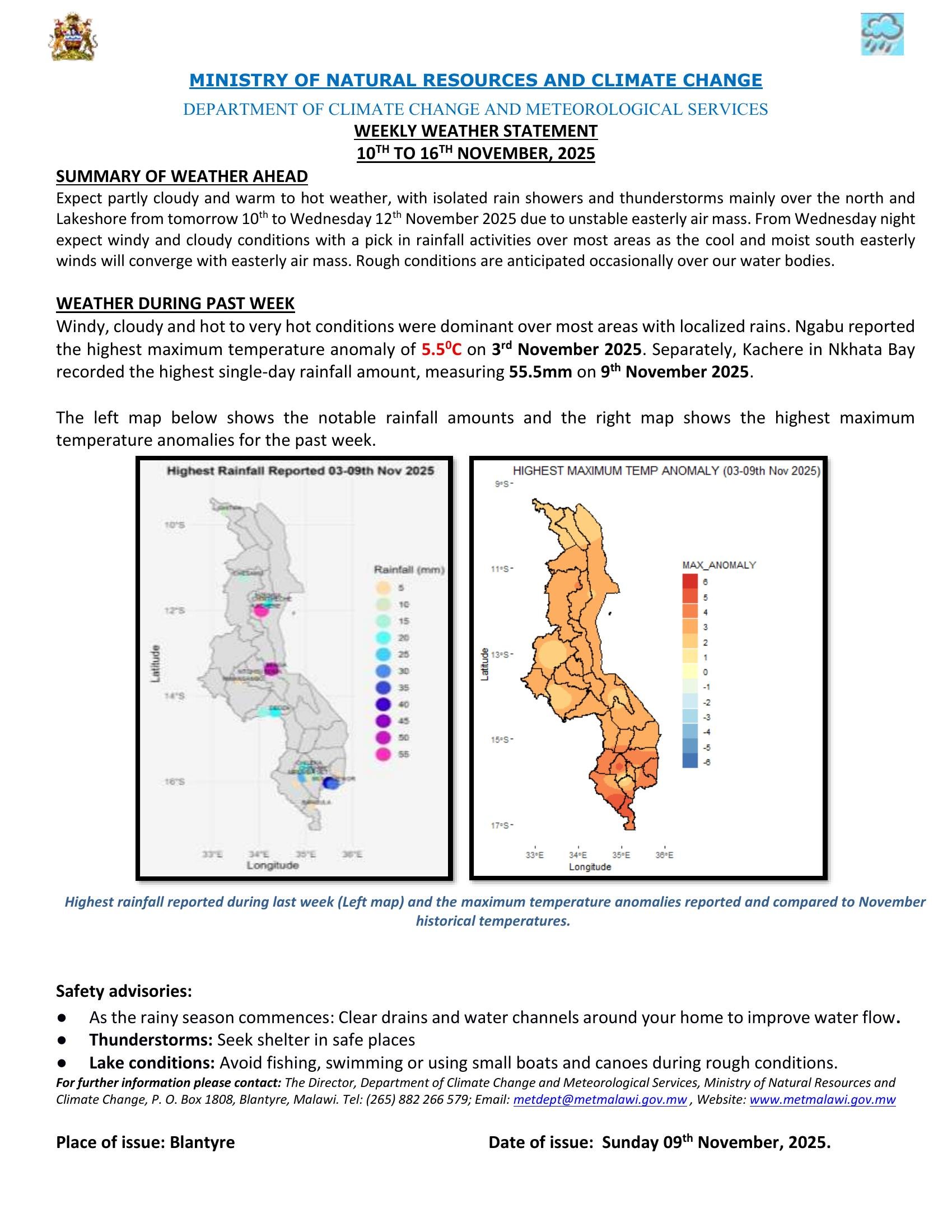 Weekly Weather Update