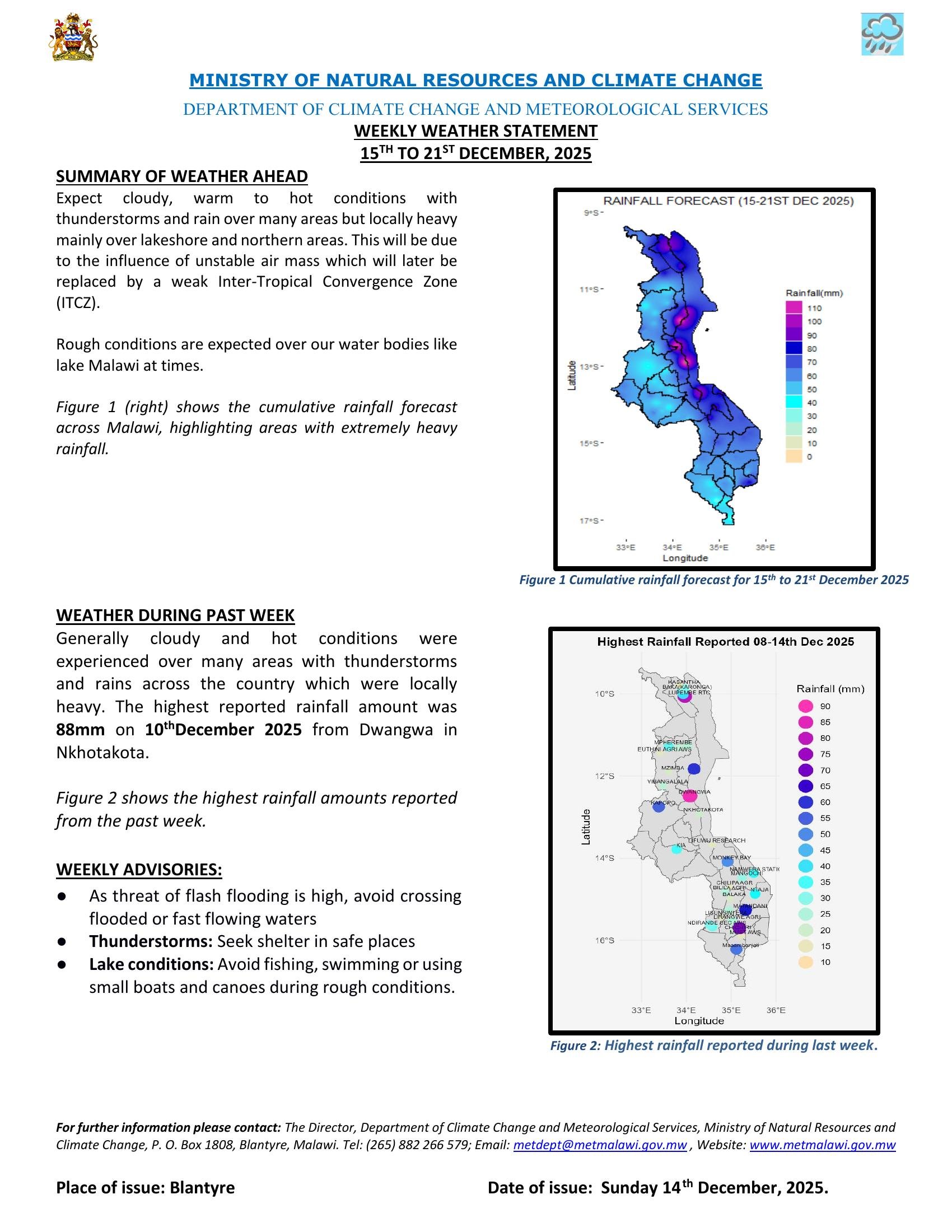 Weekly Weather Update 15-21th Dec 2025