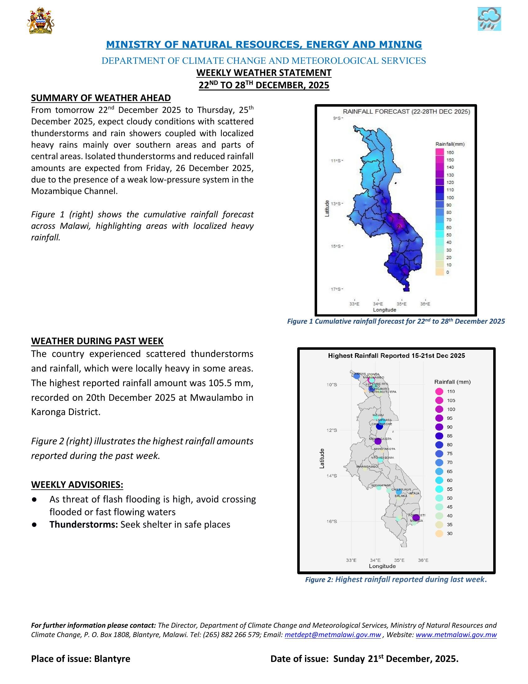 Weekly Weather Update 22-28th Dec 2025